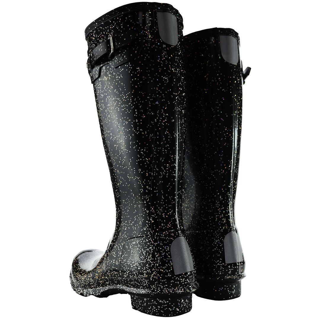 Hunter Giant Glitter Kids Black Wellies Boots – Sport It First