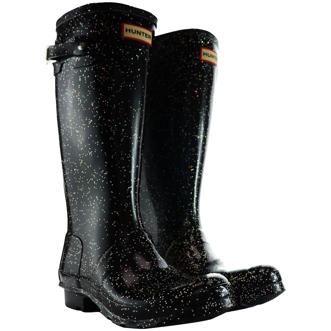 Hunter Giant Glitter Kids Black Wellies Boots – Sport It First