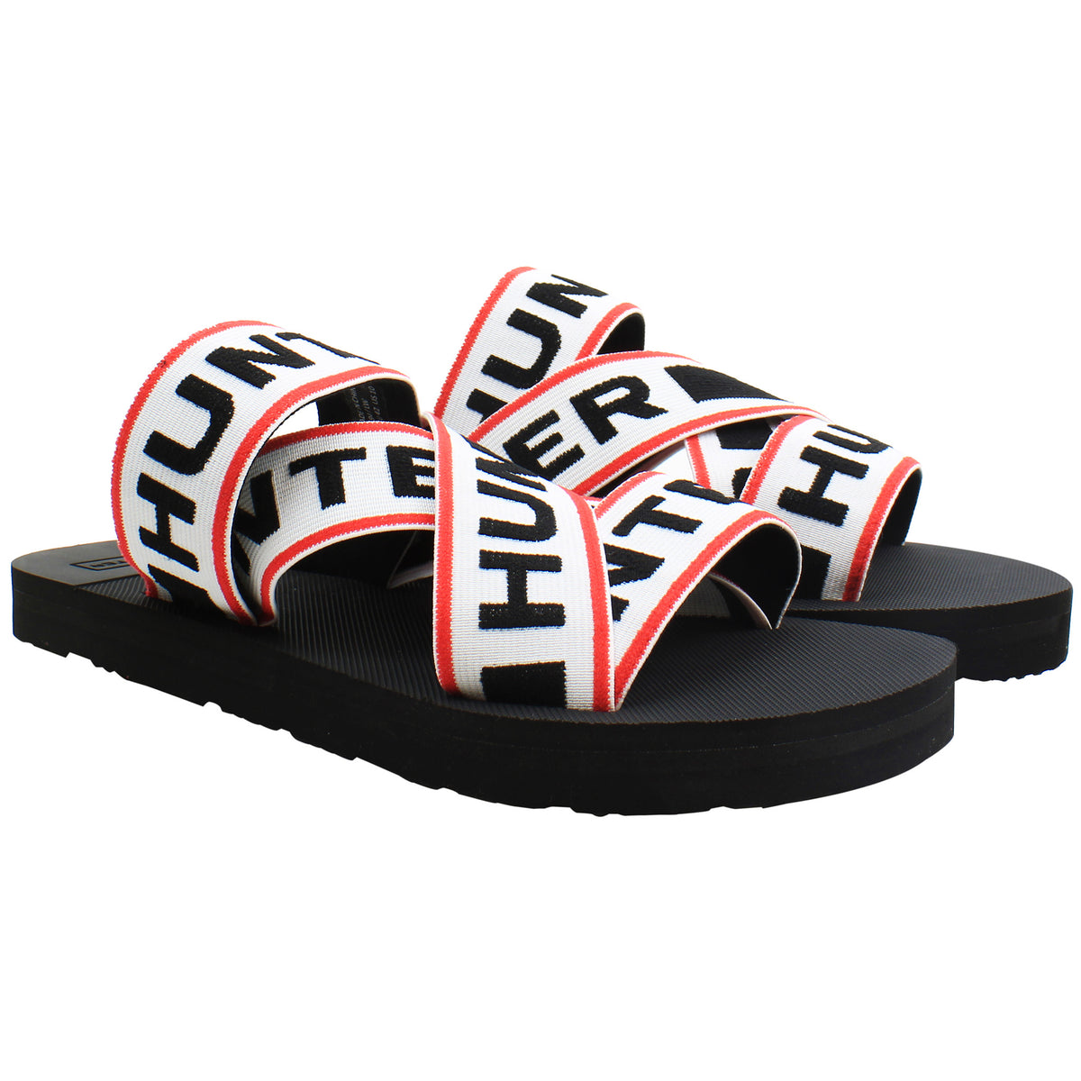 Hunter Elastic Crossover Logo Womens White Sliders – Sport It First