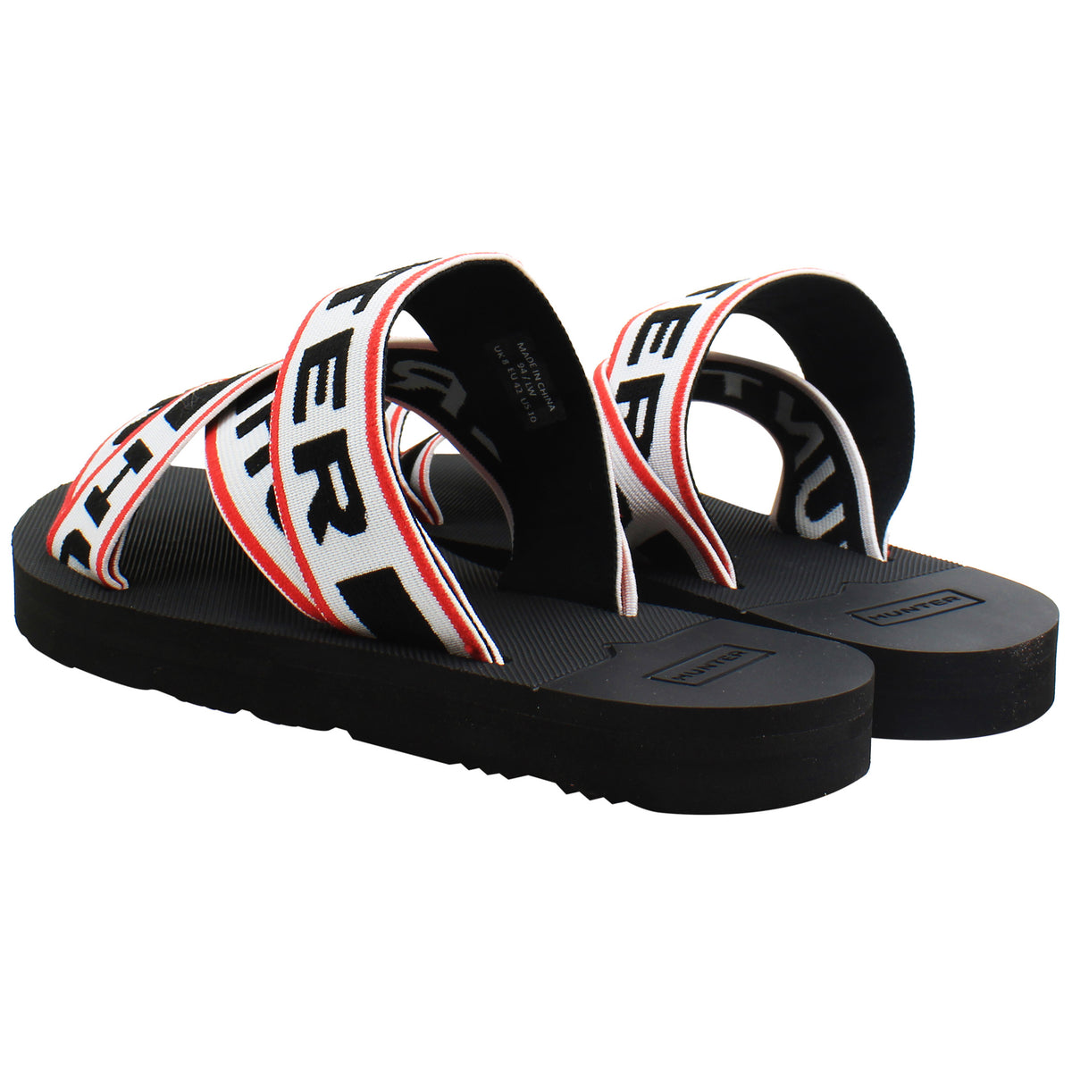 Hunter Elastic Crossover Logo Womens White Sliders – Sport It First